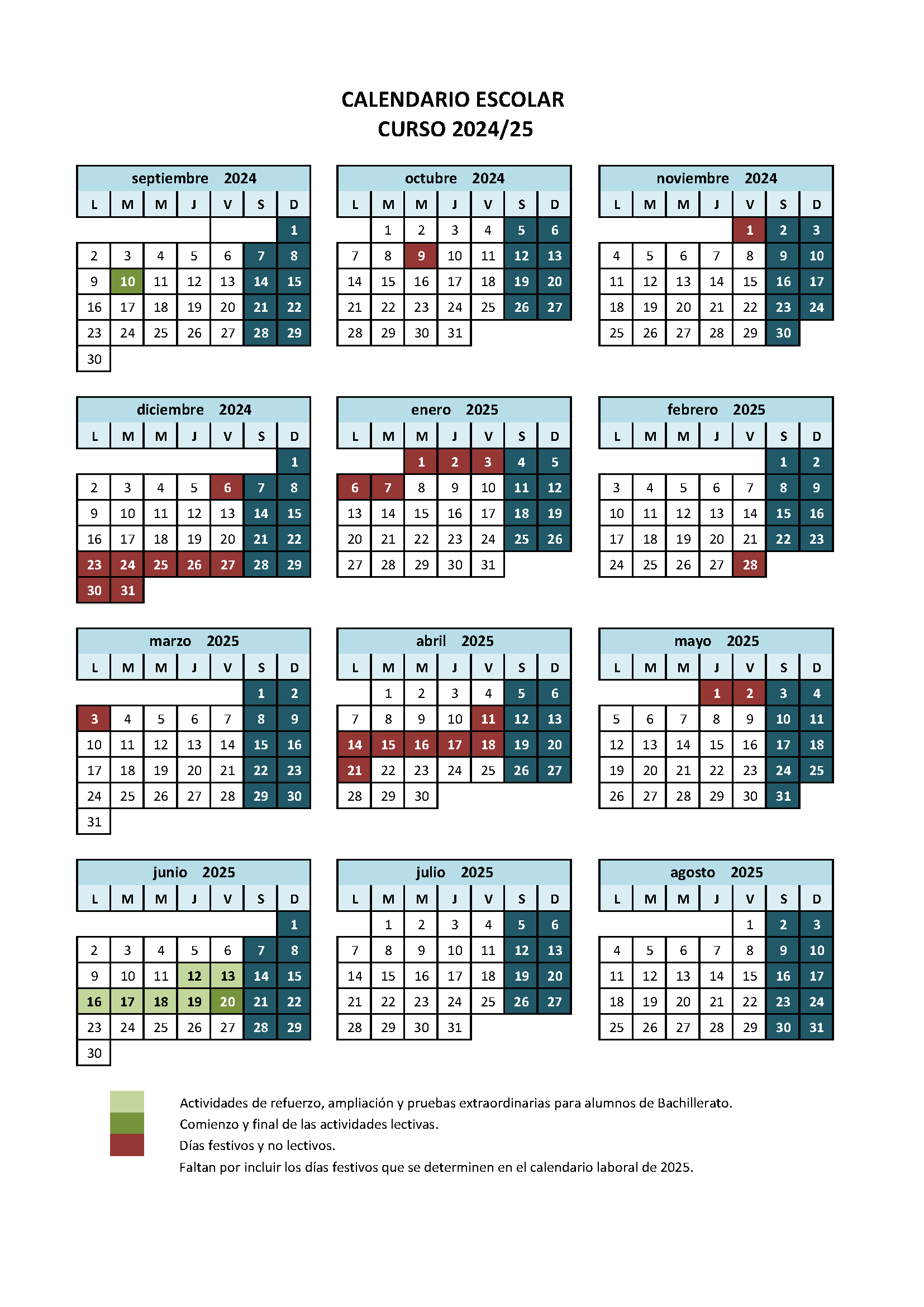 Calendario escolar 24-25 – Web – I.E.S. Arquitecto Pedro Gumiel
